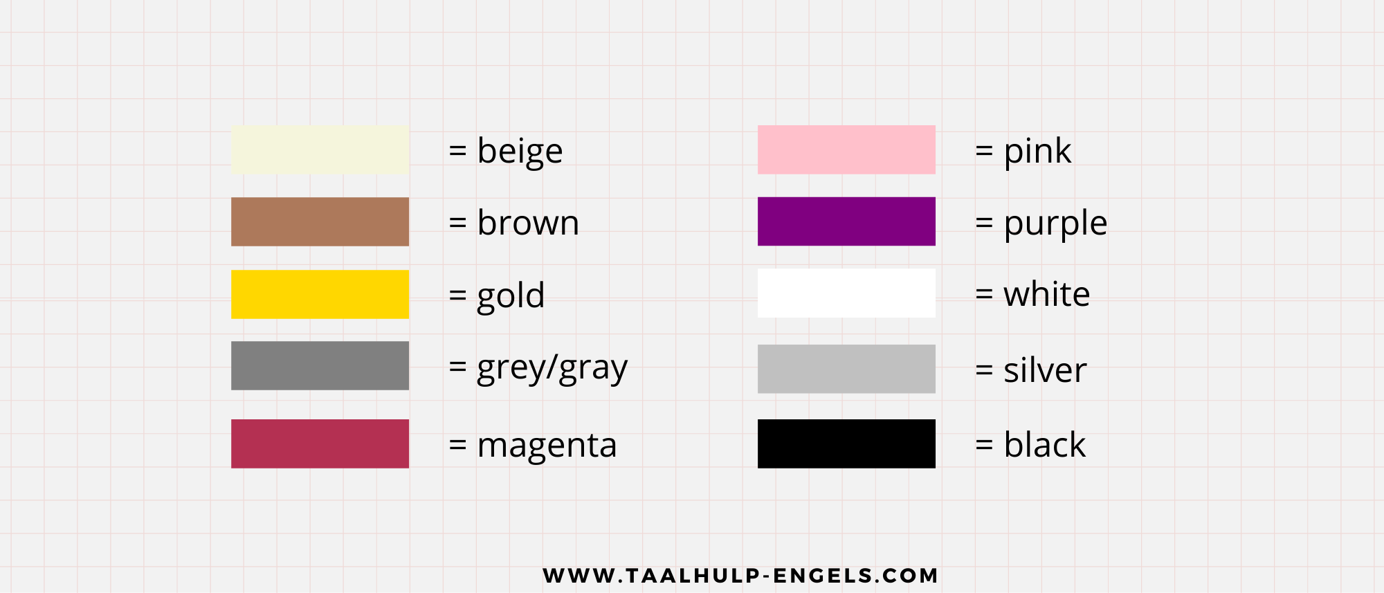 Colors in English – Taalhulp Engels