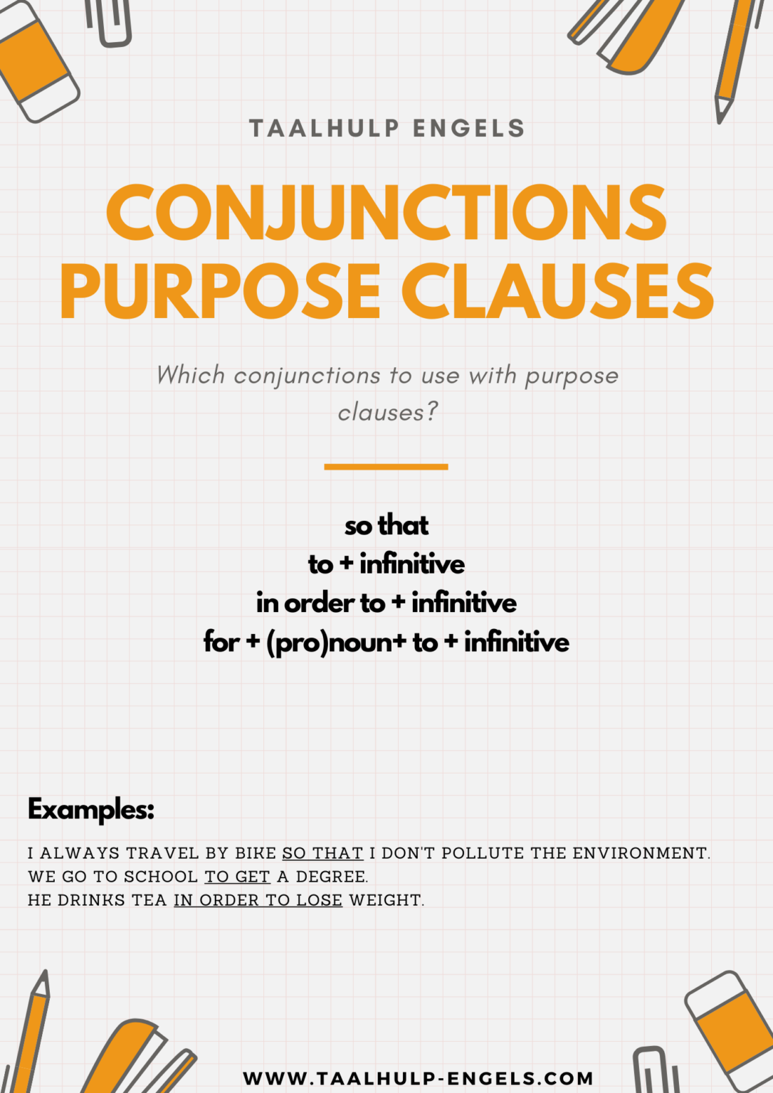 Purpose and Reason Clauses – Taalhulp Engels