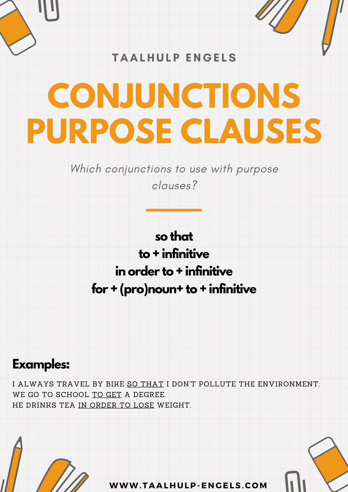 Purpose and Reason Clauses – Taalhulp Engels